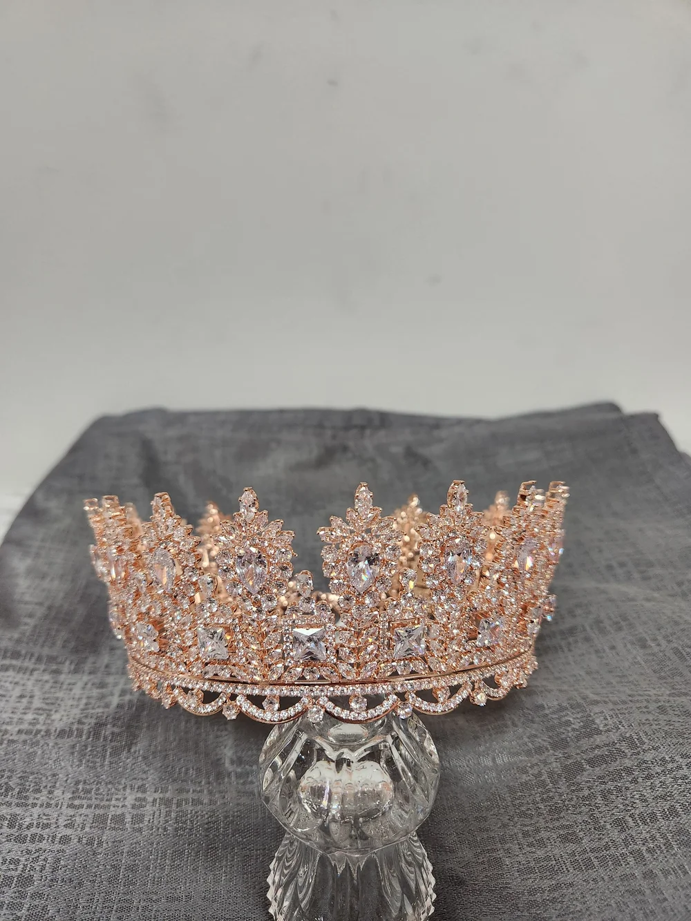 Lucky Bridal | Accessories | Rose Gold Crystal Pageant Crown Tiara ...